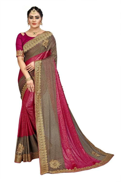 Buy N V Patel Women Pink Embroidered Silk Blend Bollywood Saree Online ...