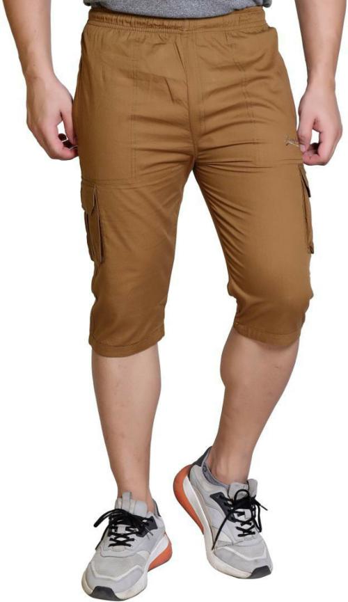 Buy US Raw Vintage Men Brown Solid Cotton Blend Three Fourths Pant - US ...