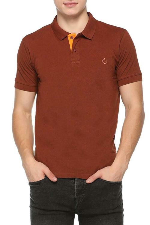 Buy Colors and Blends Men Rust Solid Standard Length Polos Online at ...