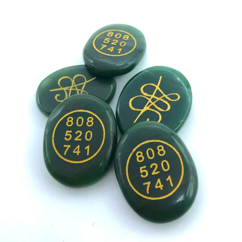 Buy DVISHA Green Jade Money Switch Word and Zibu Symbol Stone Coin to ...