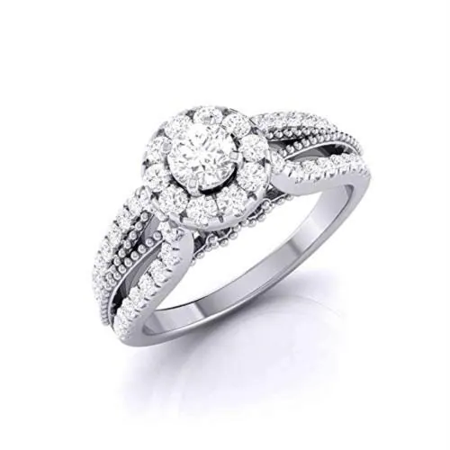 Buy Feathermark Rhodium Metal, 925 Sterling Silver Cz Diamond Ring For ...