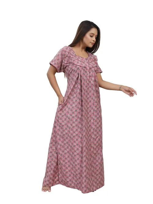 Buy NIGHTFAB Women's Stylish PV Maxi Nightdress | Night Gown | Front ...