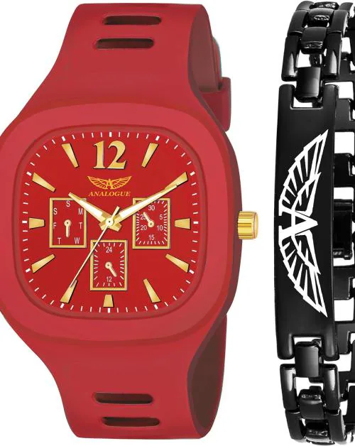 Buy ANALOGUE Red Dial and Strap Analog Watch with Bracelet for Men ...