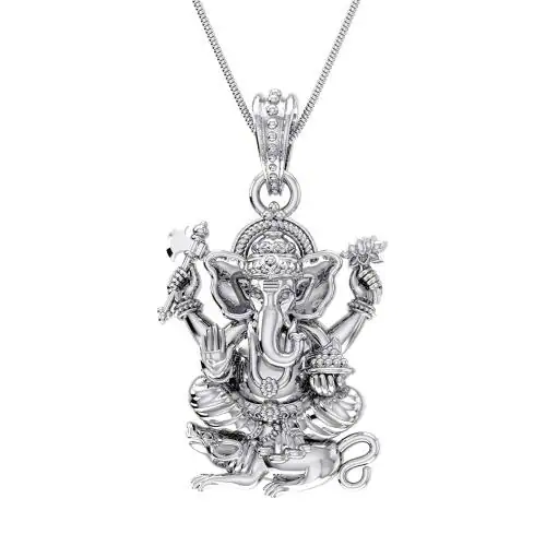 Buy Akshat Sapphire Pure Silver God Ganesh Pendant Suitable For Men and ...