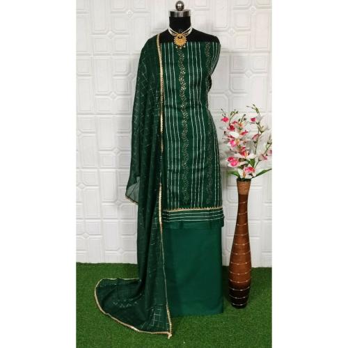 Buy GURHAL Embroidered Cotton Unstitched Dress Material Dark Green ...