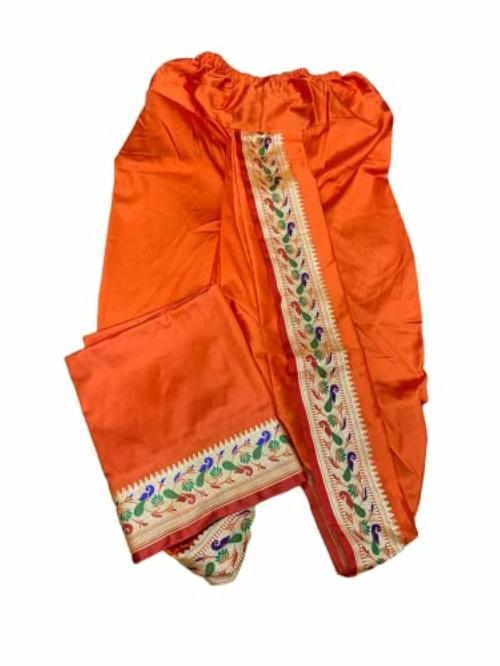 Buy Rameshwaram Fabrics Men Orange Silk Dhoti and Towel Set Online at Best Prices in India ...