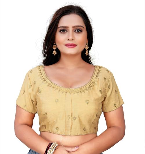 Buy Jay Pal Women Gold Art Silk U-Neck Blouse Online at Best Prices in ...