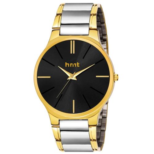 Buy hrnt Analog Black Dial Gold and Silver Strap Watch for Men (hrntB ...