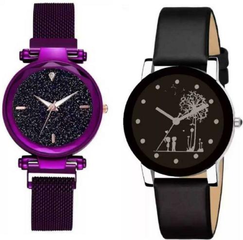 Buy Selloria Analog Black Dial Violet Strap and Black Dial, Strap ...