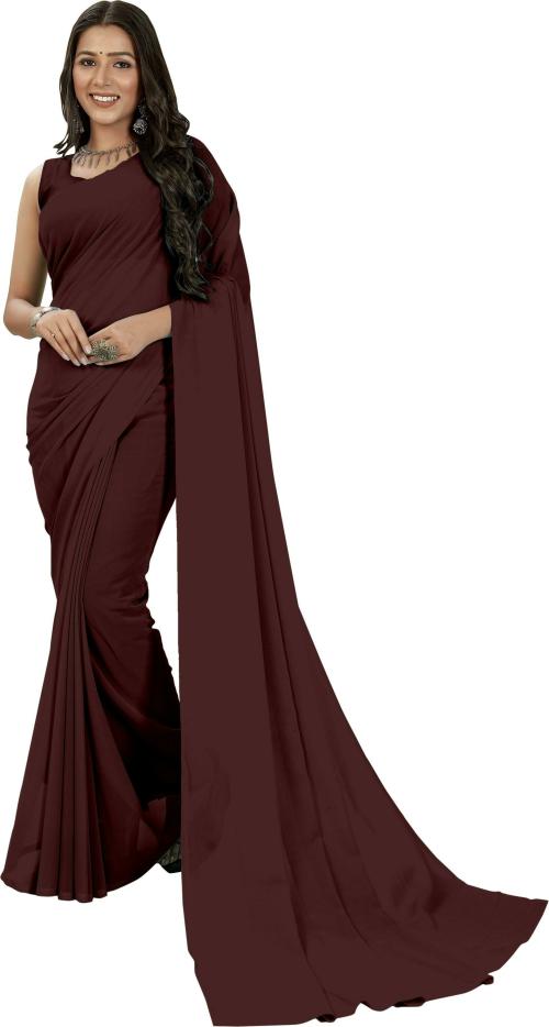Buy Anand Women Pink Solid Georgette Single Saree Online at Best Prices ...