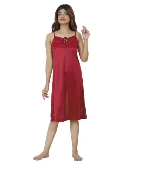 Buy Nivcy Solid Satin Women Maroon Nightwear Online at Best Prices in ...