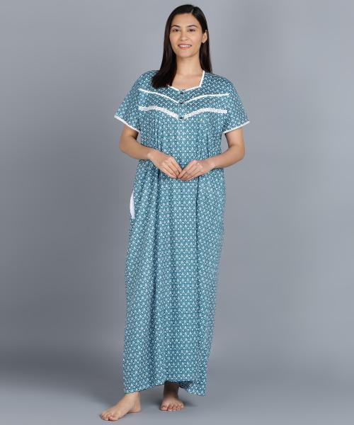 Buy Color Fevrr with word show your color Women Printed V Neck Nightie ...