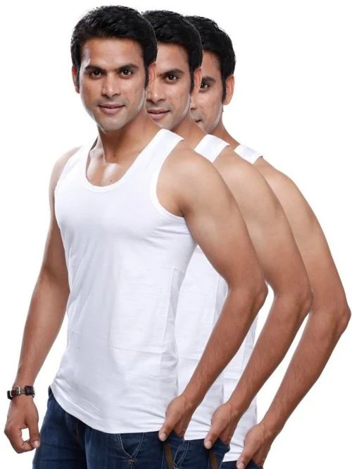 Buy CIVIS INNER WEARS- Men's Cotton Vest (White) Pack of 3 White Men ...
