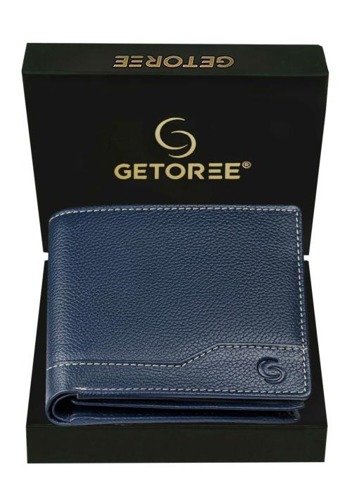 Buy GETOREE Florence Blue Genuine Leather Rfid Men's Wallet I 6 Credit ...