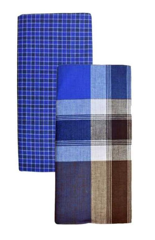 Buy TAVASU COLOUR CHEKERED BLENDED COTTON LUNGI 02 Meters-Pack of 2 ...
