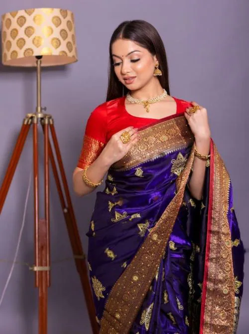 Buy GS Creation Saleha Women Dark Blue Embroidered Pure Silk, Art Silk Sambalpuri Saree Online ...