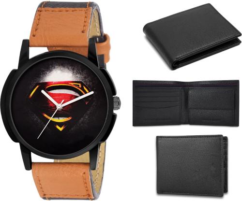 Buy HMTO Round Black Analog Watch And Wallet Combo Online at Best ...