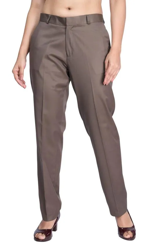 Buy C3 Walnut Brown coloured, Slim Fit Formal Trouser for Women - 28 ...