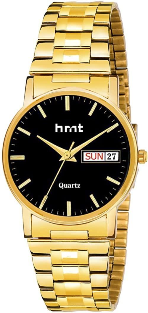 Buy hrnt Analog Black Dial Gold Strap Watch for Men (HMTG-B9078) Online ...