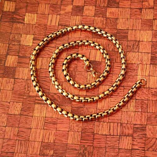 Buy M Men Style Stainless Steel Mens Box Gold Chain Necklace For Men ...