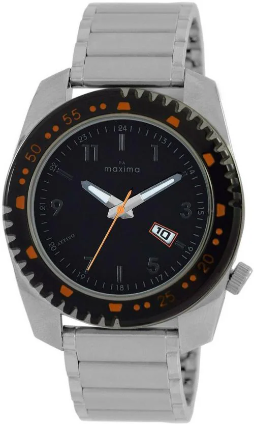 Buy Maxima Analog Black Dial Silver Strap Watch For Men (58465CMGI ...