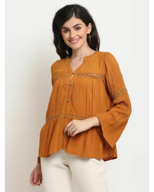 Buy La Zoire Band Collar Top with Sequin Work Online at Best Prices in ...