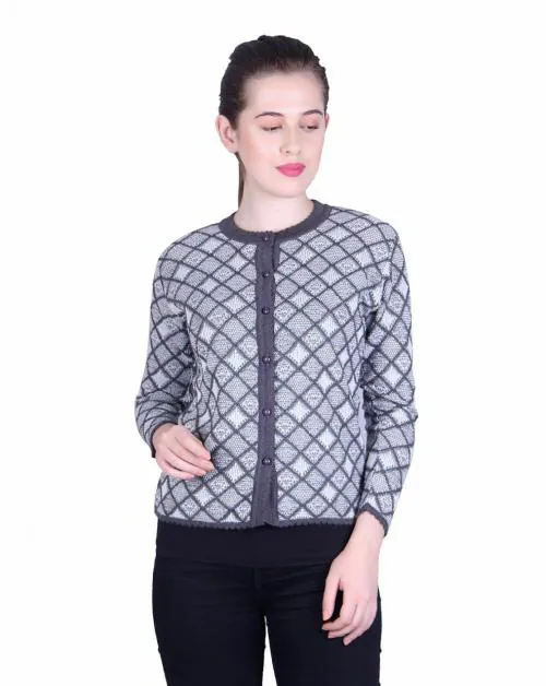 Buy Clapton Women Grey Solid Acrylic Blend Pack Of 1 Cardigan Online at ...
