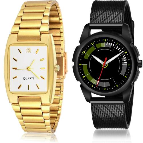 Buy TIMENTER Classical Tread Chain Gold And Black Colour Analog ...