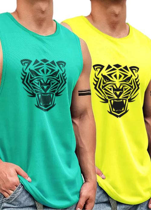 Buy Ausk Men Printed Light Green Vest Pack Of 2 Online at Best Prices ...