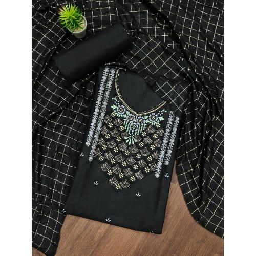 Buy GURHAL Embroidered Cotton Unstitched Dress Material Black Online at ...