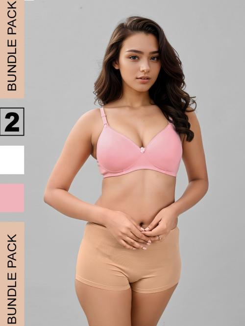 Buy Lux Venus Pack of 2 3/4th Coverage Padded Bra with Adjustable Bra(ROS_WH) Online at Best ...