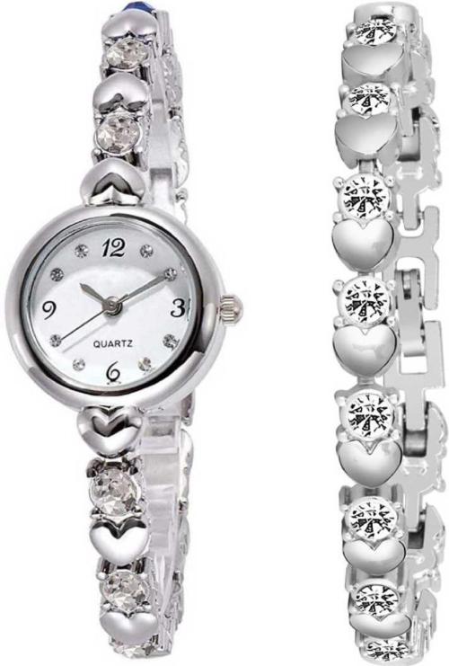 Buy Praizy Analog White Dial Silver White Watch With Bracelet For Girls ...