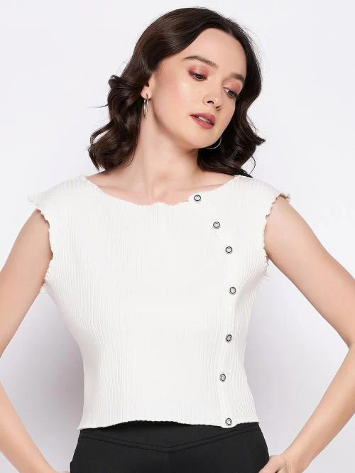 Buy HH HANG N HOLD Casual Solid Women White Top () Online at Best ...