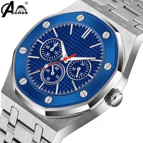 Buy Acnos Premium Brand Square Analog Blue Dial Silver-Blue Case Silver ...