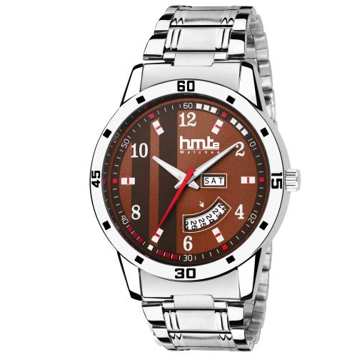 Buy HMTe HM-0572 Brown Dial Silver Chain D&D Analog Watch for Men ...