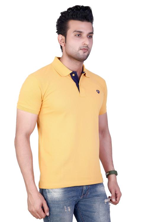 Buy Jace & Declan Solid Regular Fit Polo Neck T-Shirts for Men Yellow ...