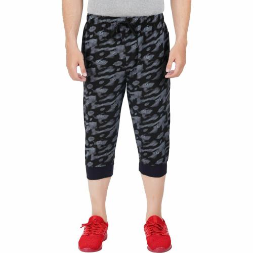 Buy Feel Track Men Black Printed Pure Cotton Three Fourths Short (Xxl ...