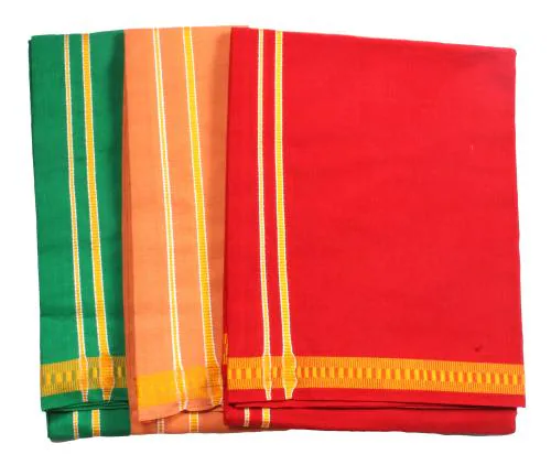 Buy Hornbill Enterprises 100% Cotton Men's Single Dhoti -2 Mtrs / Mundus/Lungi Line Border Set 3 ...