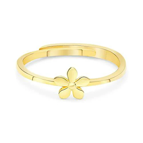 Buy Giva Sterling Silver Adjustable 18K Gold Plated Tiny Flower Ring Online at Best Prices in ...