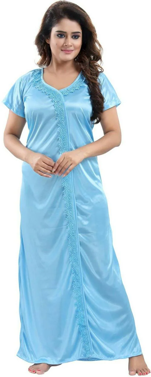 Buy Life-Tale Women Light Blue Lace Satin Nighty Online at Best Prices ...