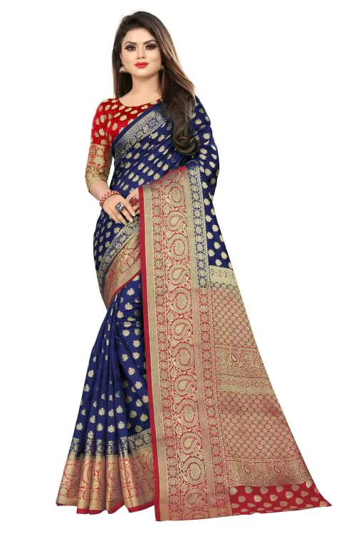 Buy Satyam Weaves Women Navy Woven Design Saree Online at Best Prices ...