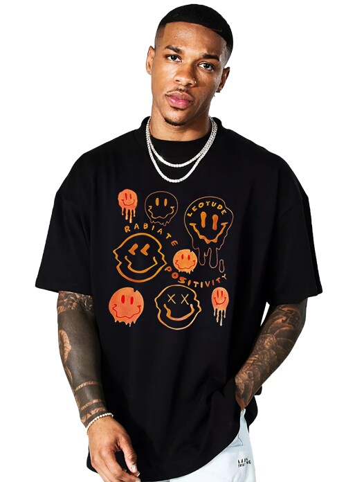 Buy LEOTUDE Oversized Cotton Blend Half Sleeve Mens T-Shirts Online at ...