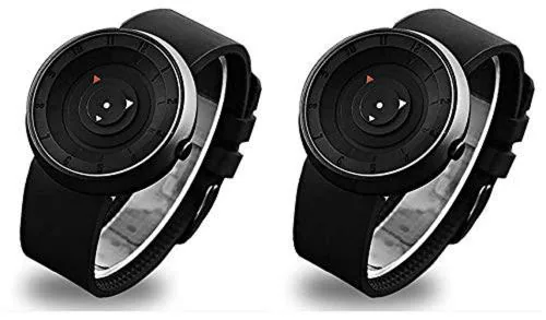 Buy Emartos Analogue Dial Arrow Watch Black For Men And Boys 2 Pc ...