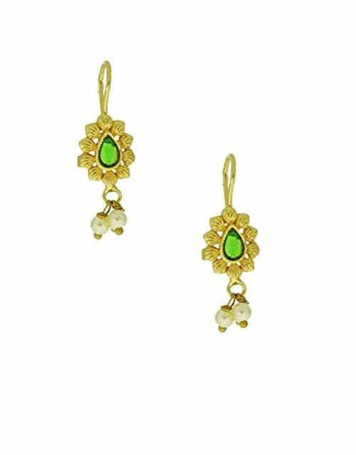 Buy Anuradha Art Jewellery Gold Plated Traditional Clip On Bugadi Earrings Green (Women) Online ...