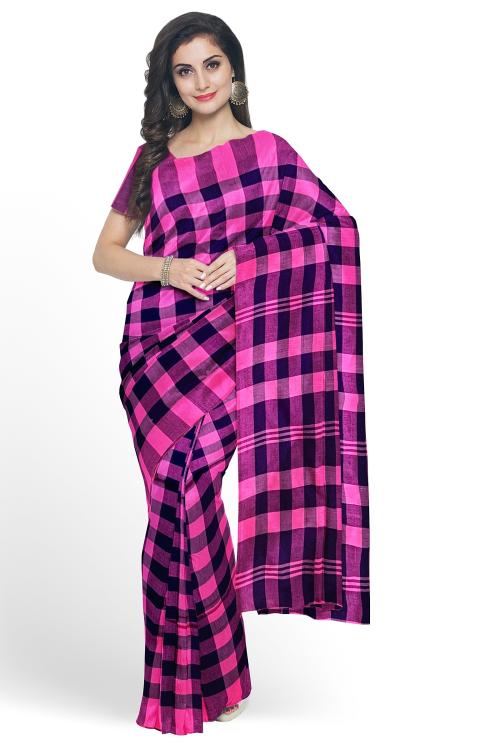 Buy SAMVITA's Pure Cotton Handloom Saree with Blouse Piece For Women ...