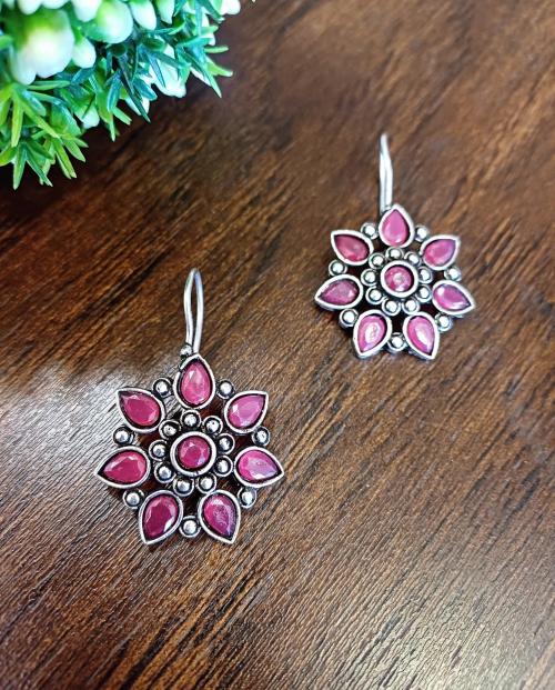 Buy Jeweltos Silver Floral Stud Hook Earring For Women & Girls Online ...