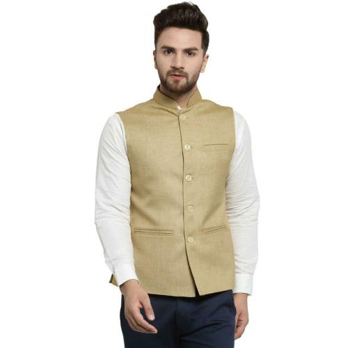 Buy TREEMODA Men Beige Solid Jute Nehru Jacket Online at Best Prices in ...