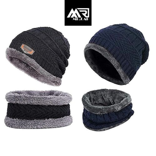 Buy Mr. Cap 2 Pairs Men's & Women's Snow Proof Inside Fur Warm Woolen ...