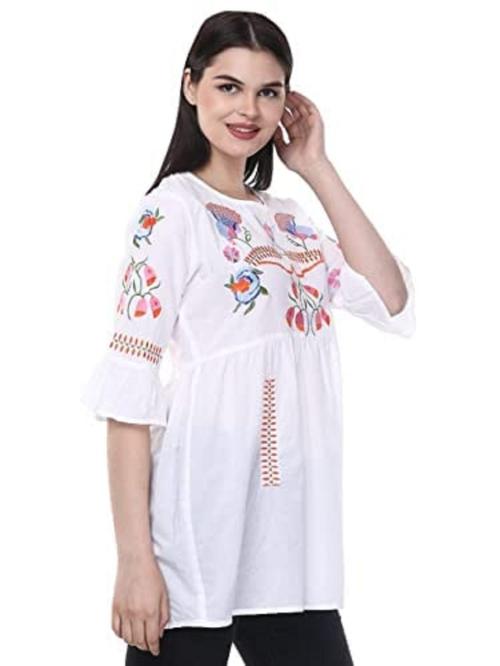 Buy MEERA S FASHION Women's Pink Color Solid Regular Cotton Top Ethnic ...