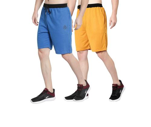 Buy 00RA WITH AS LOGO Men Blue, Mustard Pack Of 2 Sports Shorts Online ...